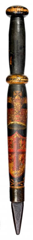 A GEORGE IV PAINTED WOOD TRUNCHEON with forged iron spike, painted in ...