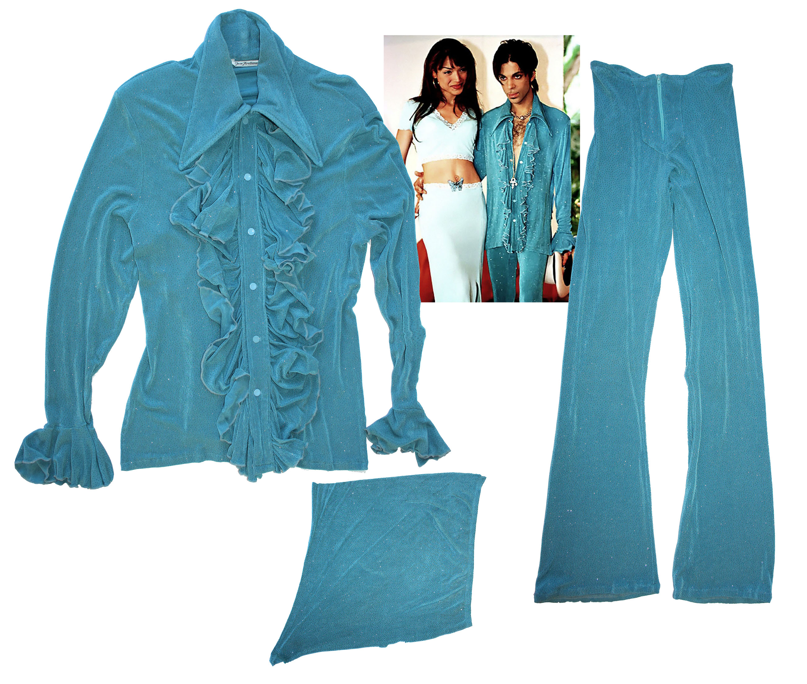 Three piece outfit personally worn by Prince at the press conference he ...