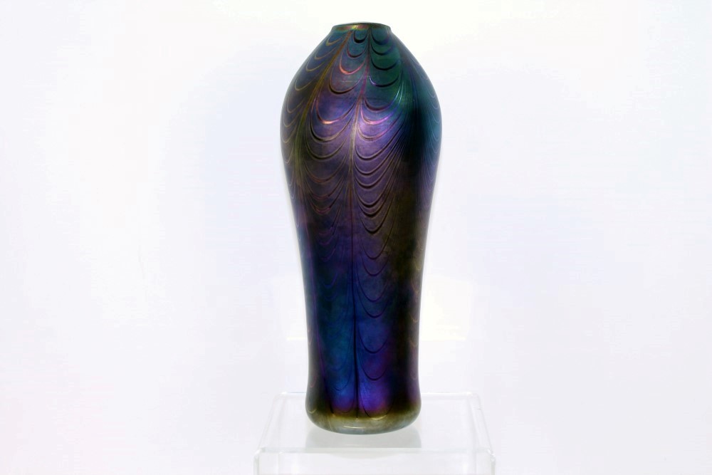 John Ditchfield for Glasform, an iridescent studio glass vase, signed ...