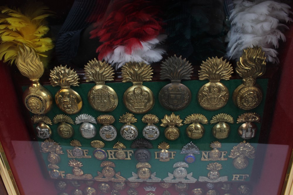 A collection of Fusiliers flaming grenade badges - including Victorian ...