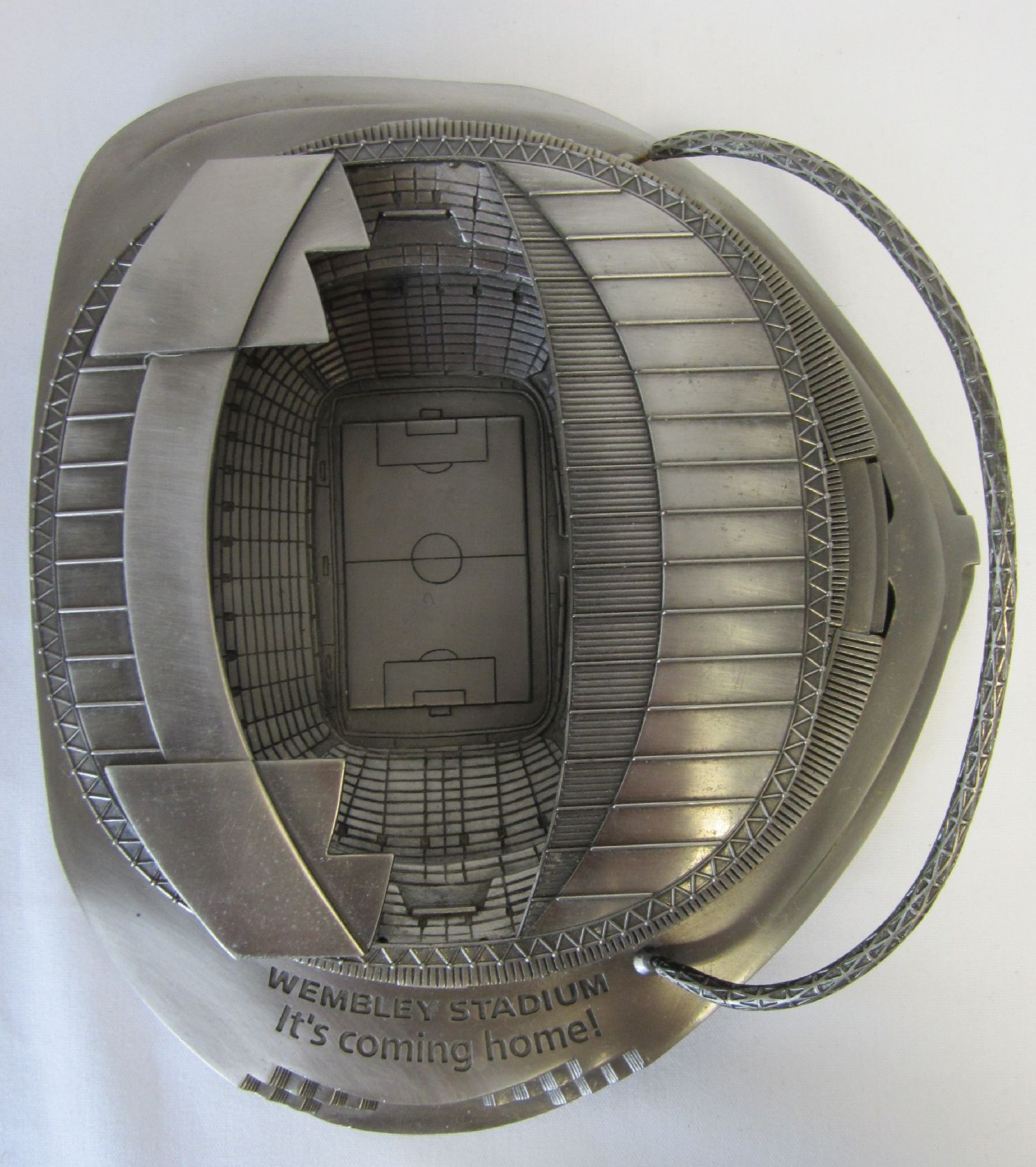 WEMBLEY STADIUM MODEL Pewter model of the new Wembley Stadium, engraved ...