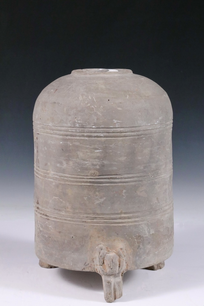 JAPANESE POTTERY JAR - 19th c. Unglazed Grey Clay Sake Fermentation Jar ...