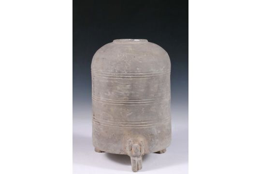 JAPANESE POTTERY JAR - 19th c. Unglazed Grey Clay Sake Fermentation Jar ...