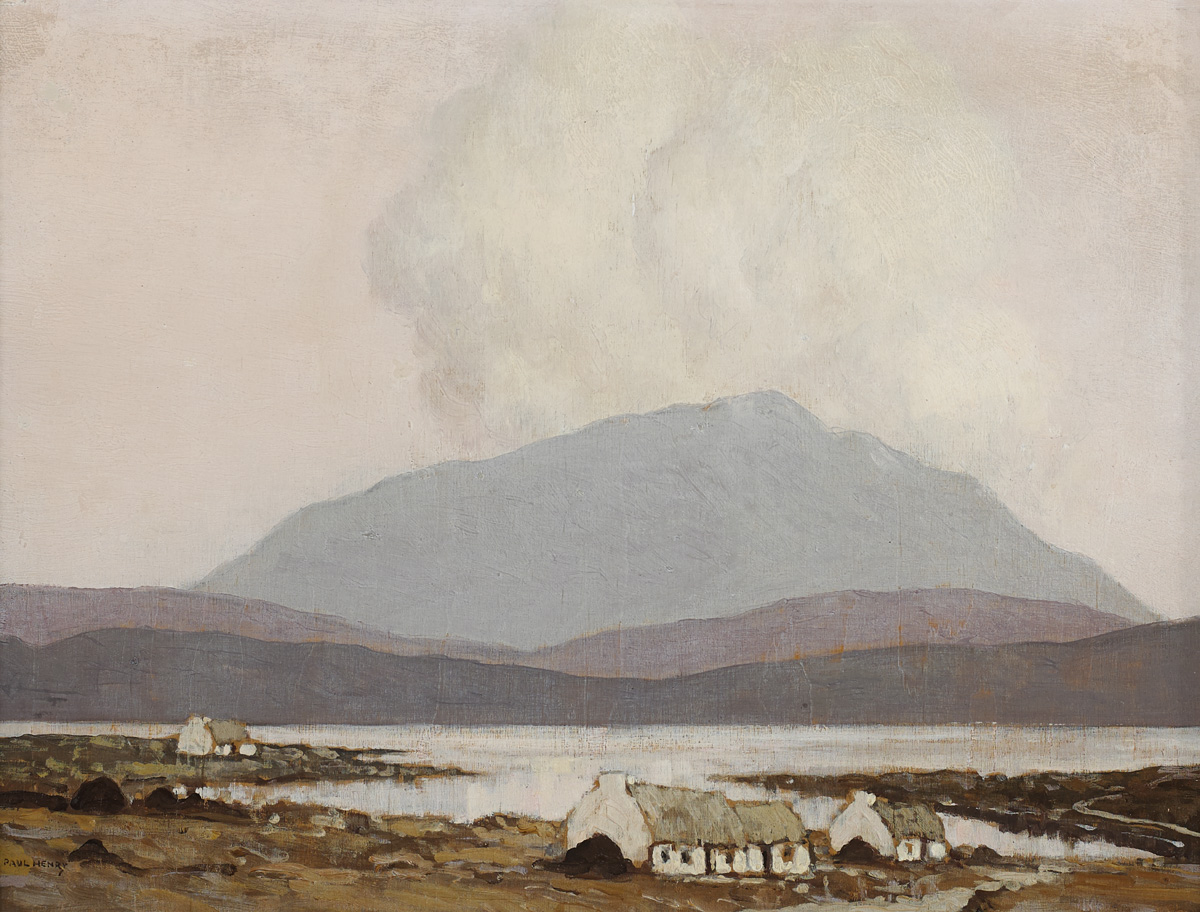 Paul Henry RHA (1876-1958) CABINS BY A LOUGH: WEST OF IRELAND, c.1934 ...