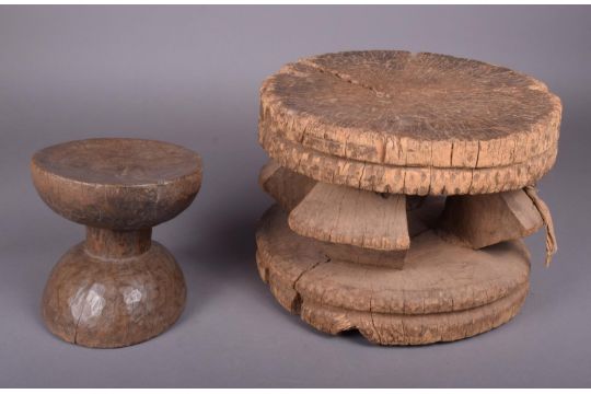 A Lega stool D.R.Congo with incised decoration and with four angled ...
