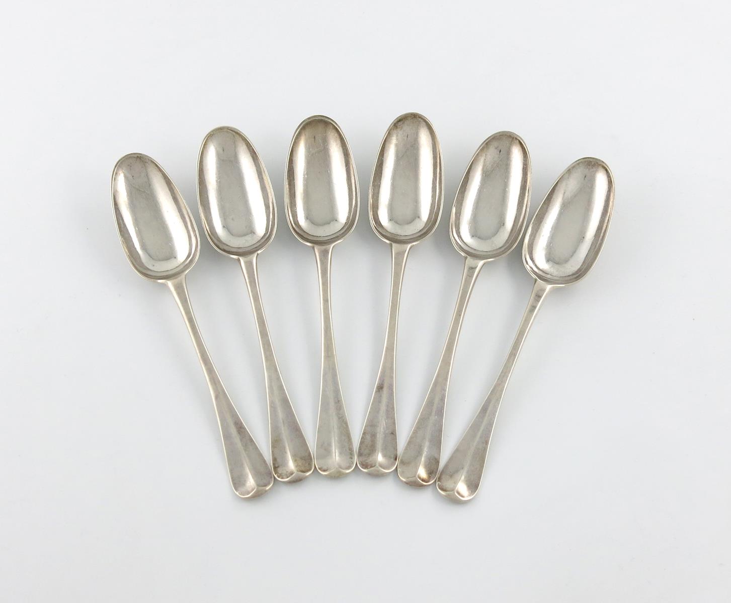 A set of six George I silver Hanoverian pattern tablespoons, by Philip ...