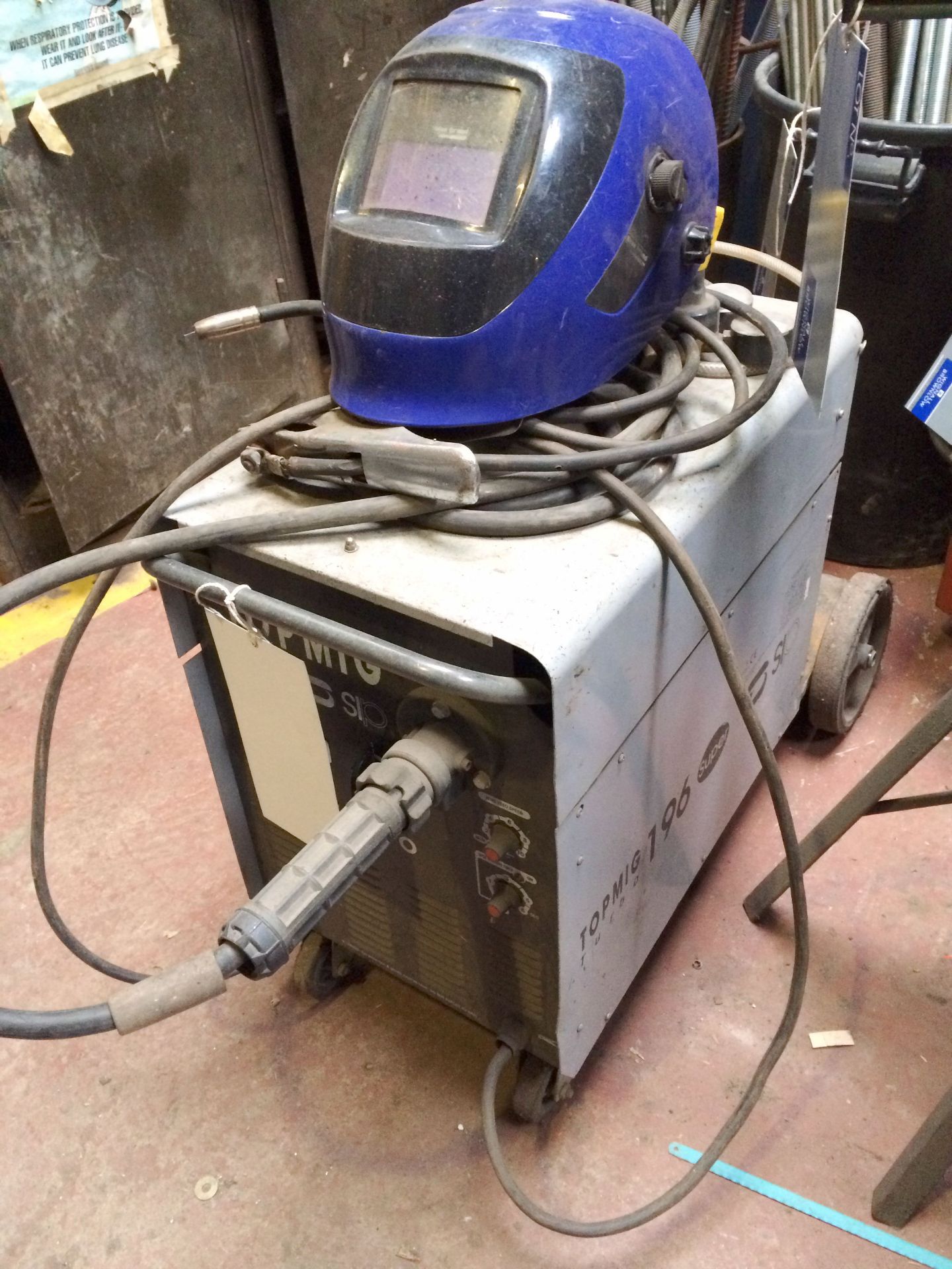 An SIP Topmig Super Turbo 196 Mig Welding Set with Welders Mask.