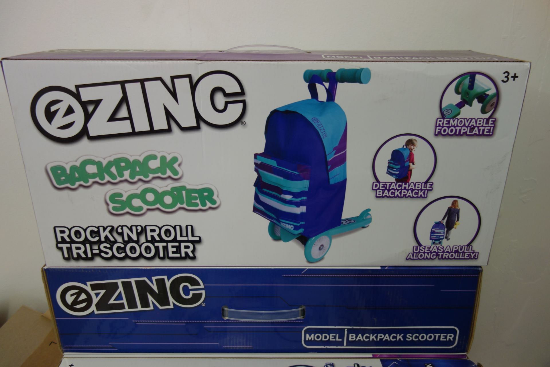 5 x Brand New - Zinc Backpack Scooters. Rock 'n Roll Tri-Scooter's ...