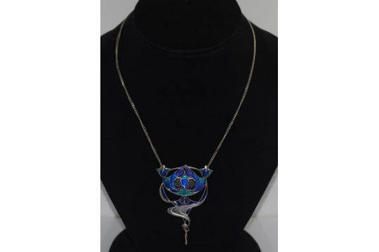 Vintage Scottish sterling silver & enamel necklace in Art Nouveau style ...