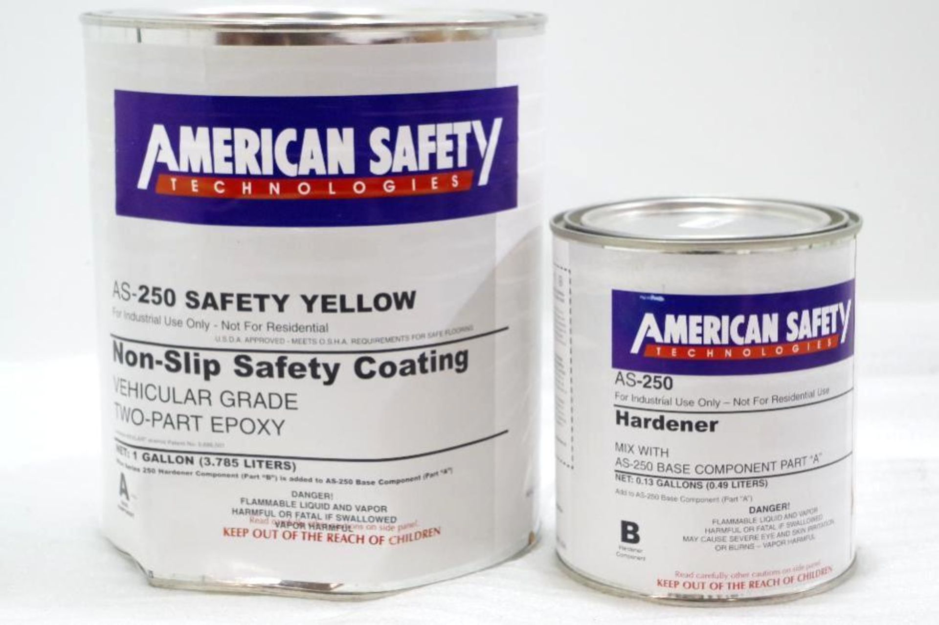 (2) Cans AMERICAN SAFETY TECHNOLOGIES: AS-250 Safety Yellow Paint & AS ...