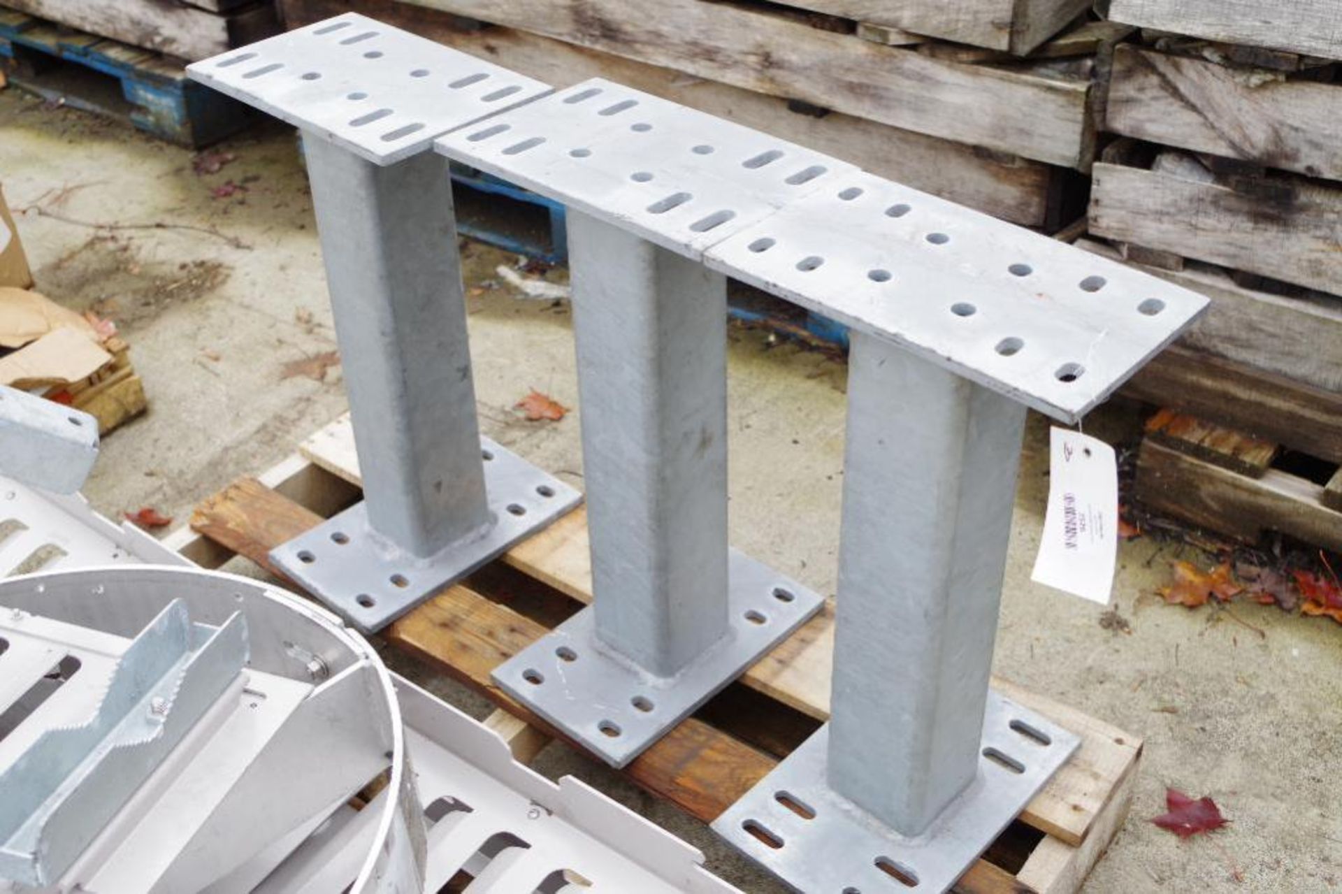 [3] Galvanized Metal Posts, 21"H, 4x4 Sq. Tubing w/ 3/8"x7"x12" Plate ...