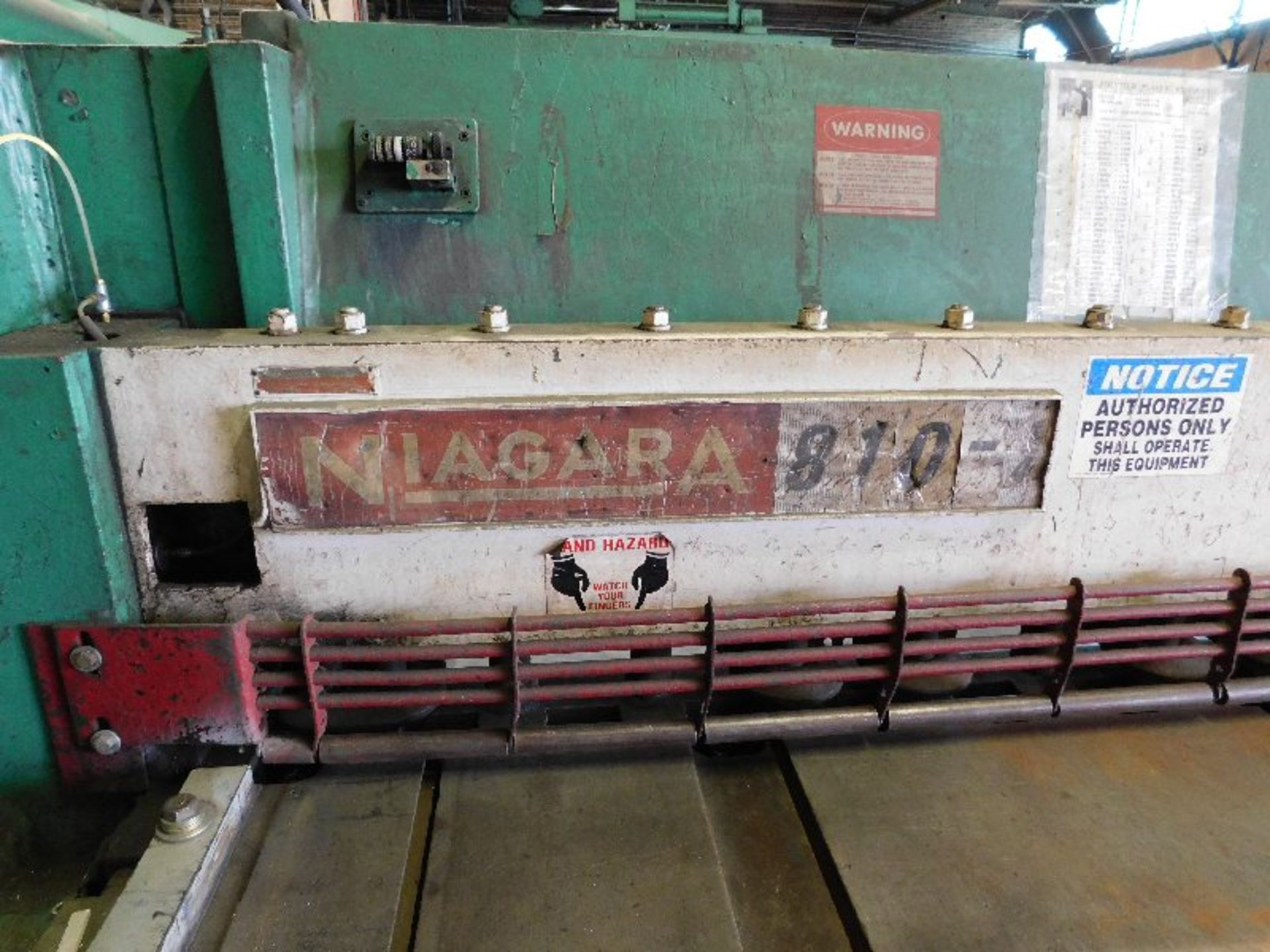Niagara Plate Shear, Model 810, 10 Gage x 10' width