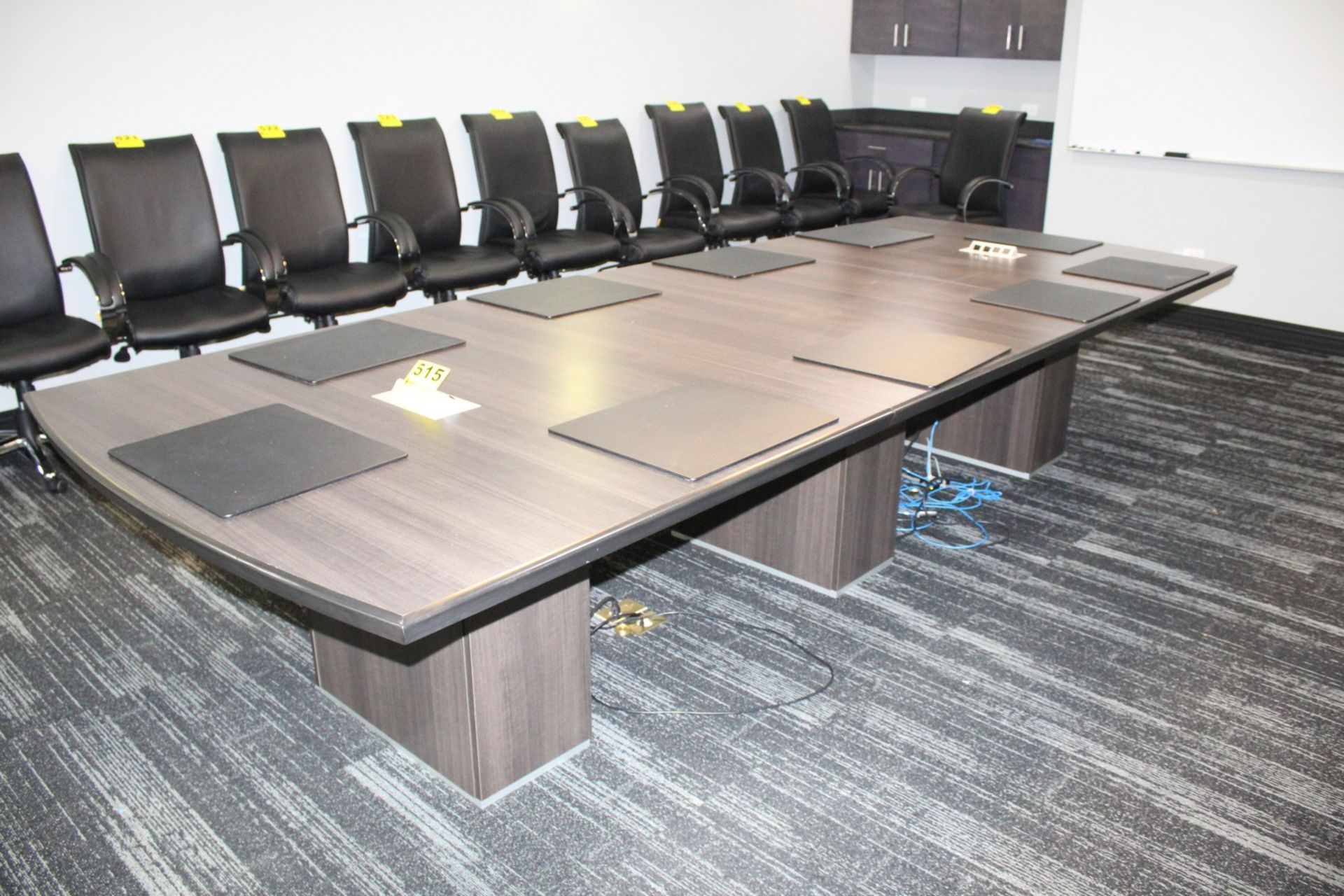 LARGE PEDESTAL CONFERENCE TABLE, 12' X 55", WITH CENTER POWER AND ...