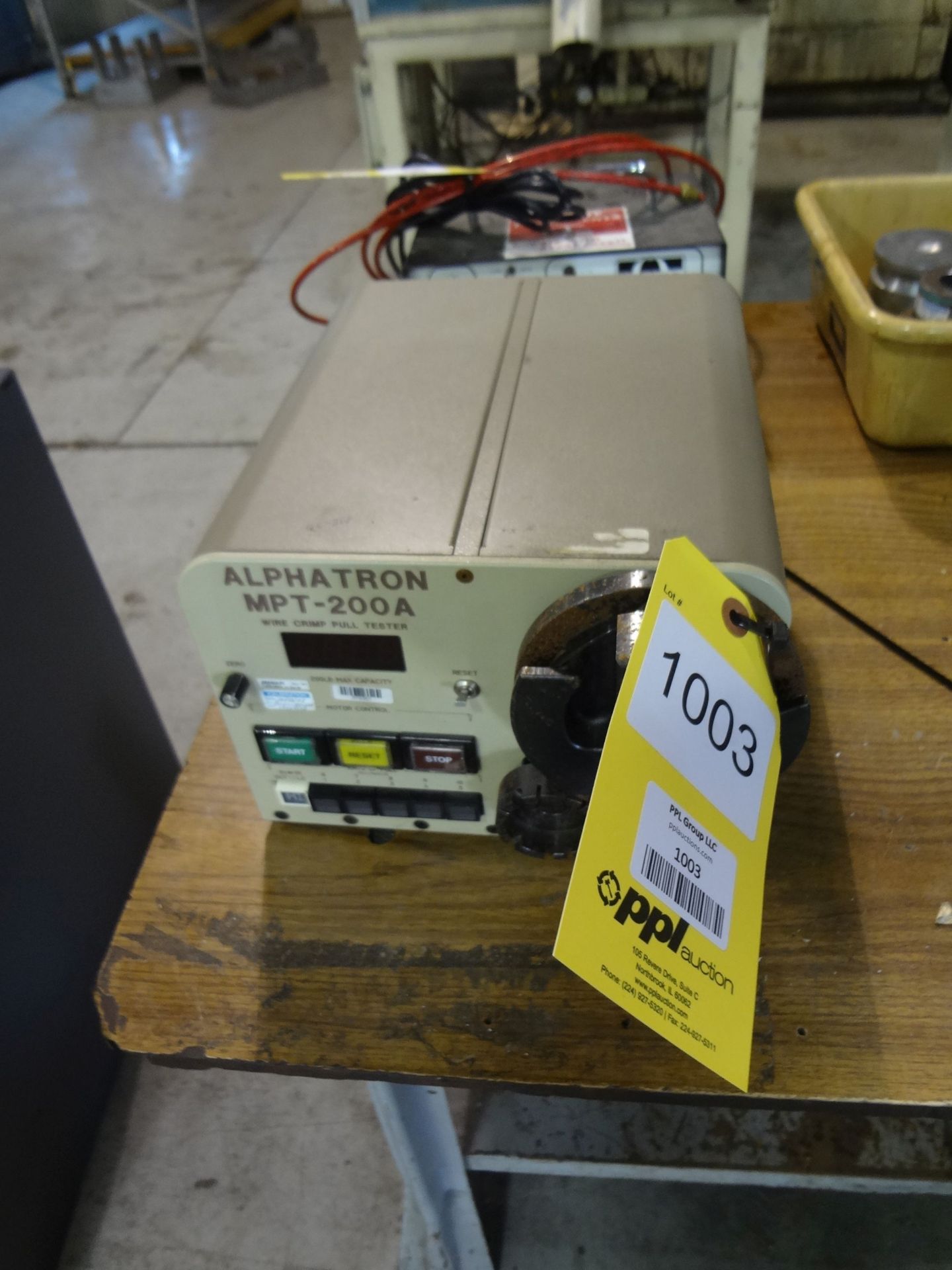 ALPHATRON MODEL MPT-200A WIRE CRIMP PULL TESTER, 200 LB. MAX CAPACITY ...