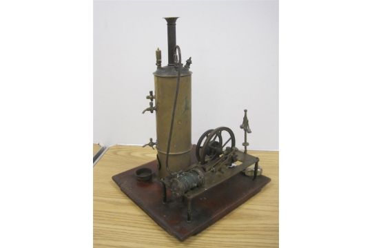 Antique scratch built single cylinder steam engine with vertical boiler ...