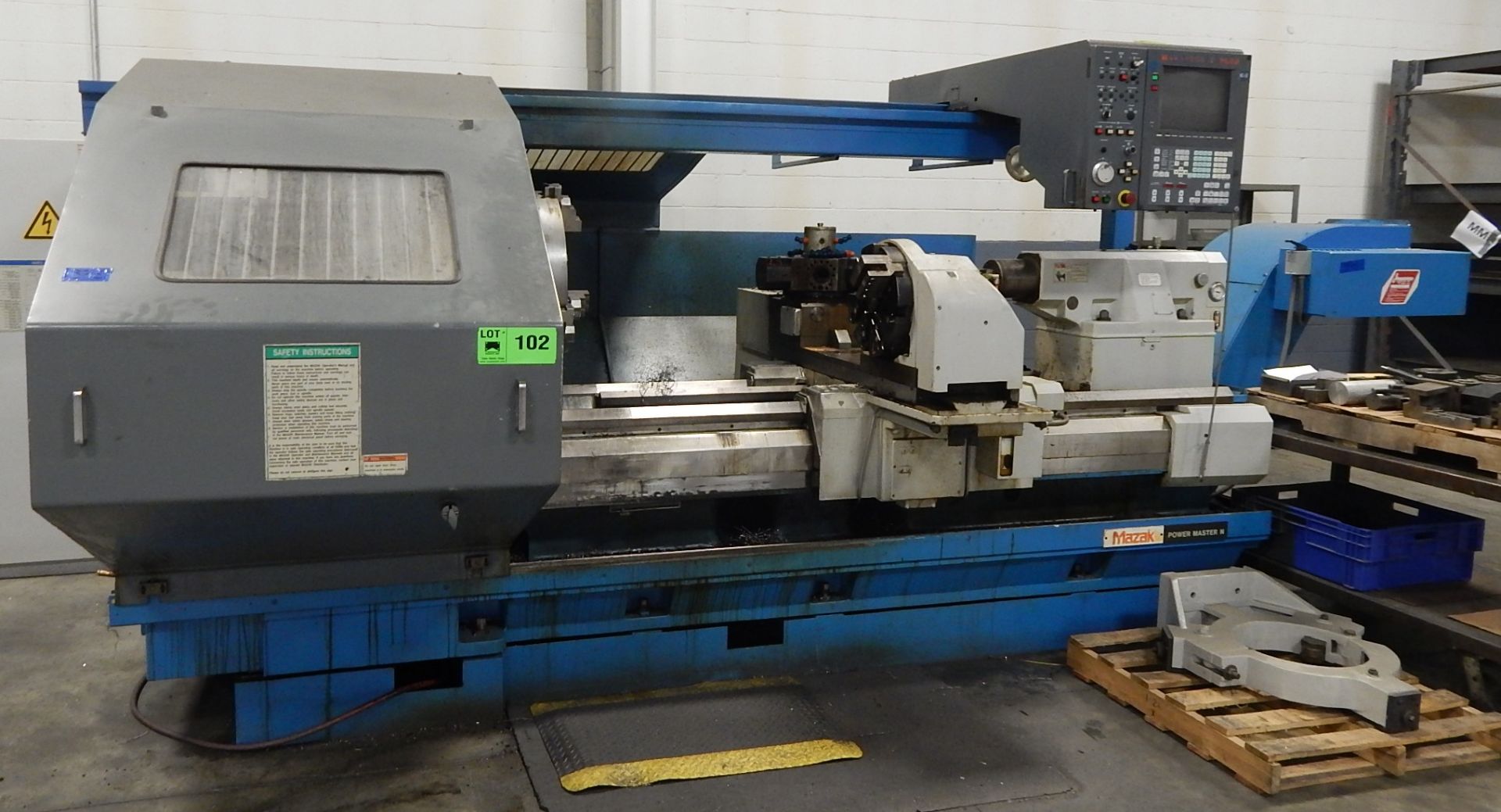MAZAK POWERMASTER N CNC LATHE WITH MAZATROL T PLUS CNC CONTROL, 63" IN ...