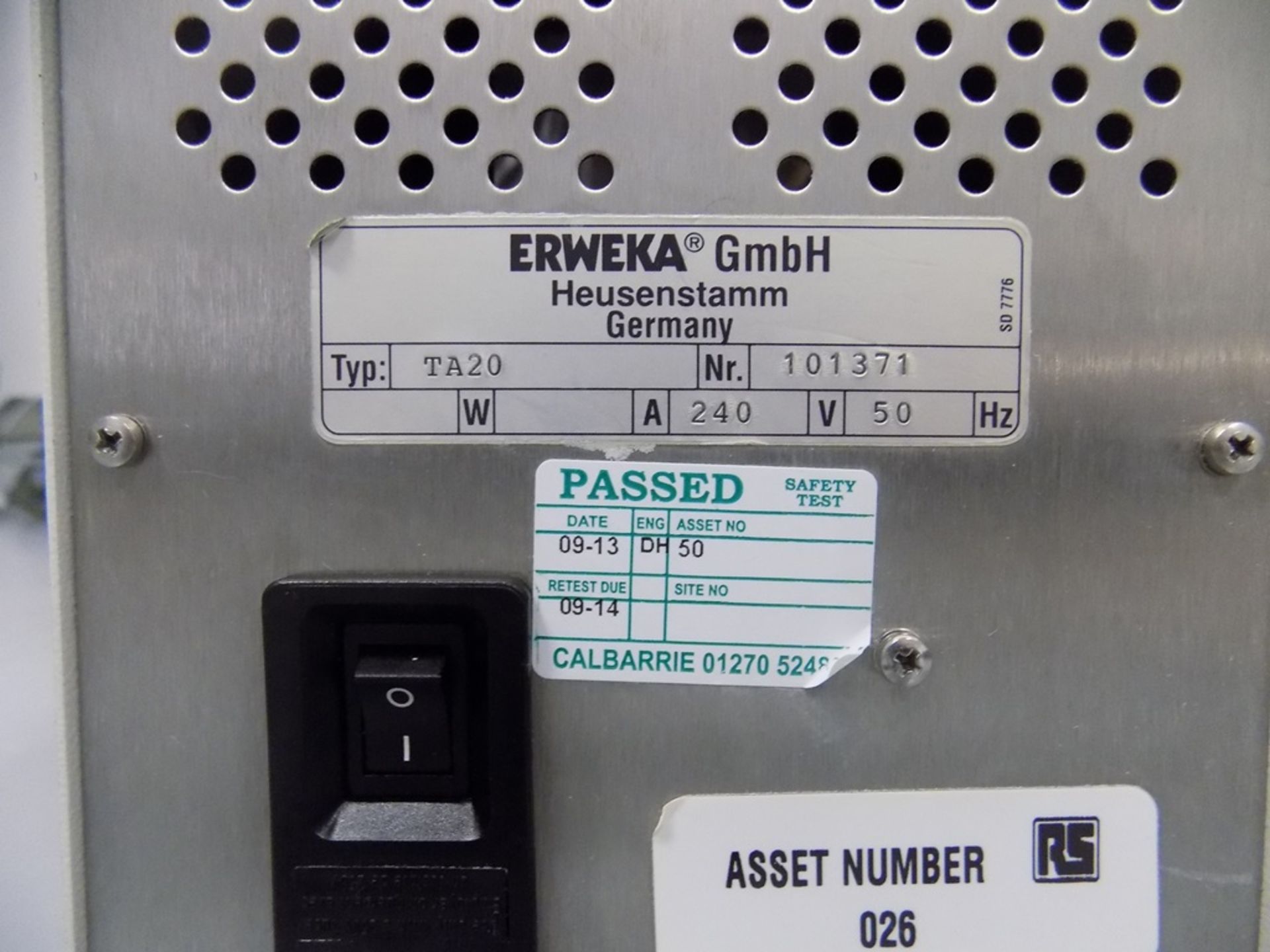 Copley Erweka TA10 friability tester, s/n 101371