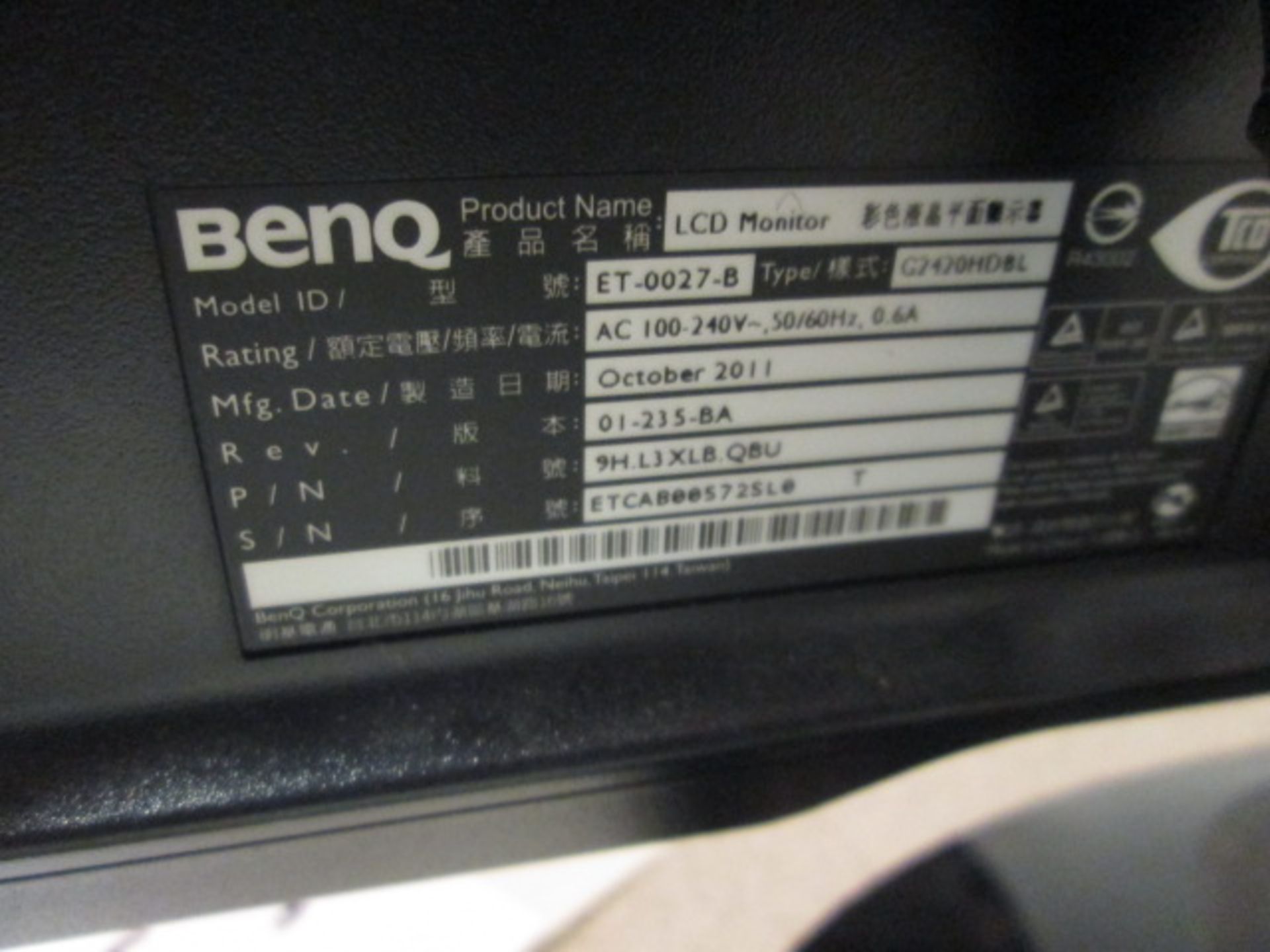 BENQ Senseye 24" LCD Monitor, Model ET-0027-B, Type G2420HDBL. Comes ...