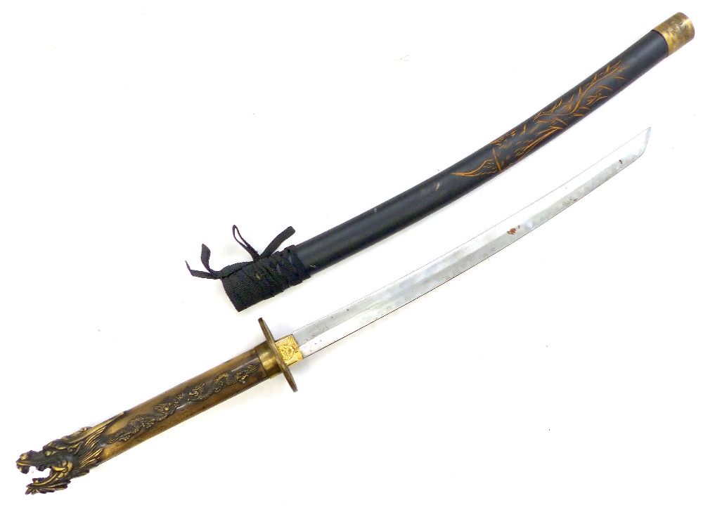 Replica sword, dragon pommel, further dragon decoration to brass grip ...