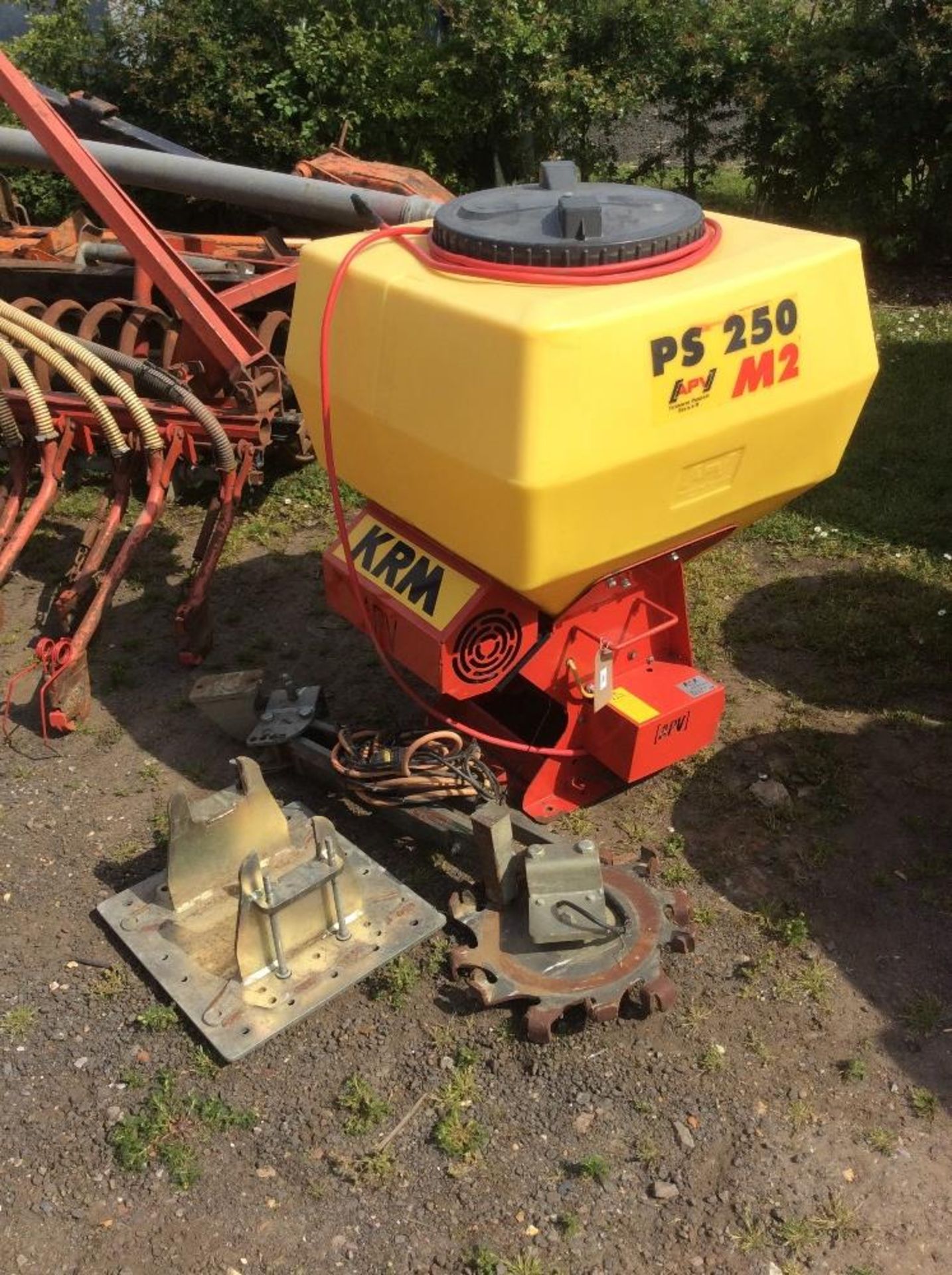 KRM PS250 M2 seeder with metering wheel and control box.