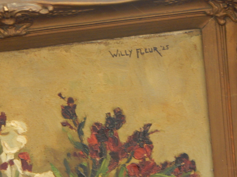 Willy Fleur (1888-1967). Still life, flowers in a white vase, oil on ...