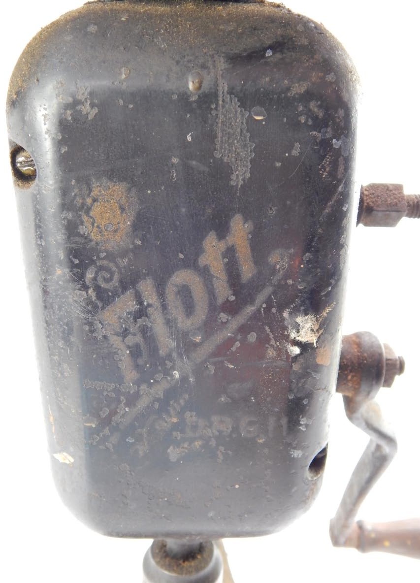 A Flott bench drill press, with hand crank, 53cm high.