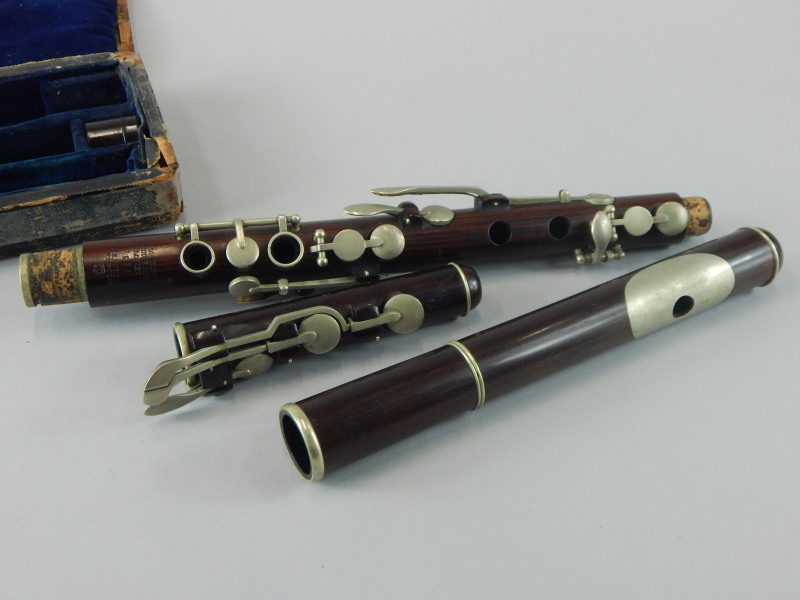 A late 19thC crocus wood Siccama patent flute, by S.A Chappell of 52 ...