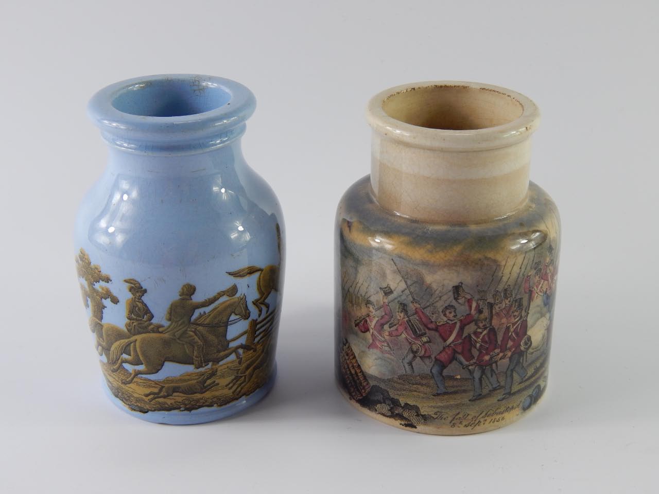 A mid 19thC Prattware jar decorated with 'The Fall of Sebastopol 8th ...