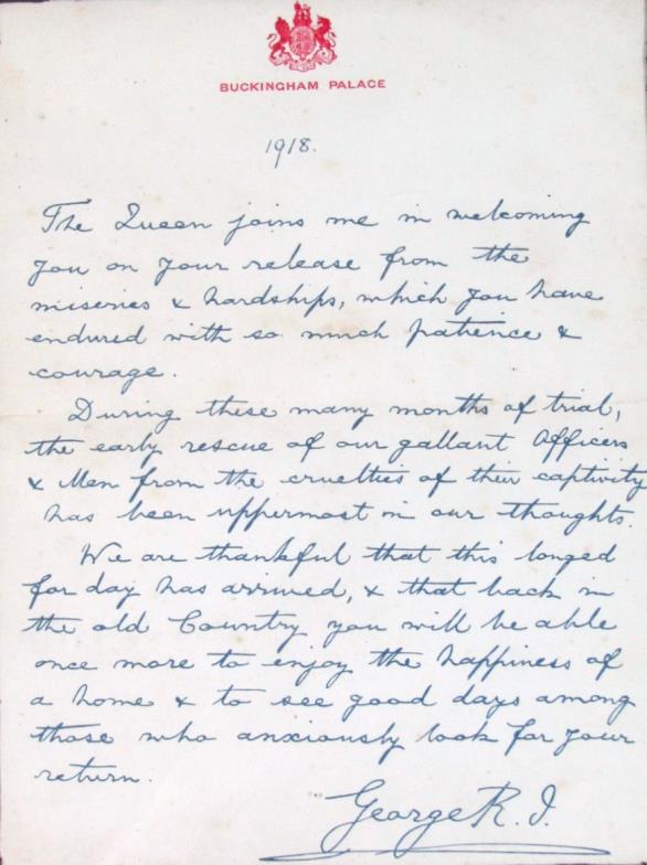 A King George V printed letter to soldiers, dated 1918 on Buckingham ...