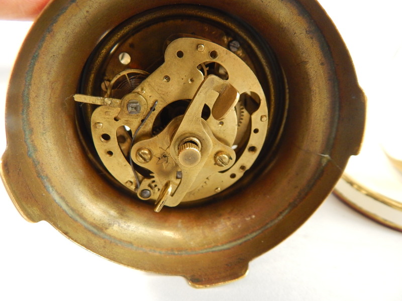 Two ticket clocks, one a French brass example from the early 20thC ...
