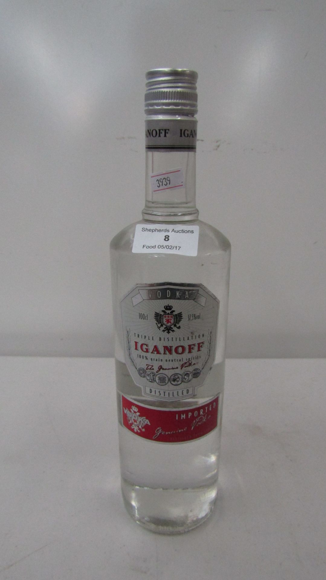 100cl Bottle of Iganoff Triple Distilled Vodka, 37.5% Vol. Unopened.