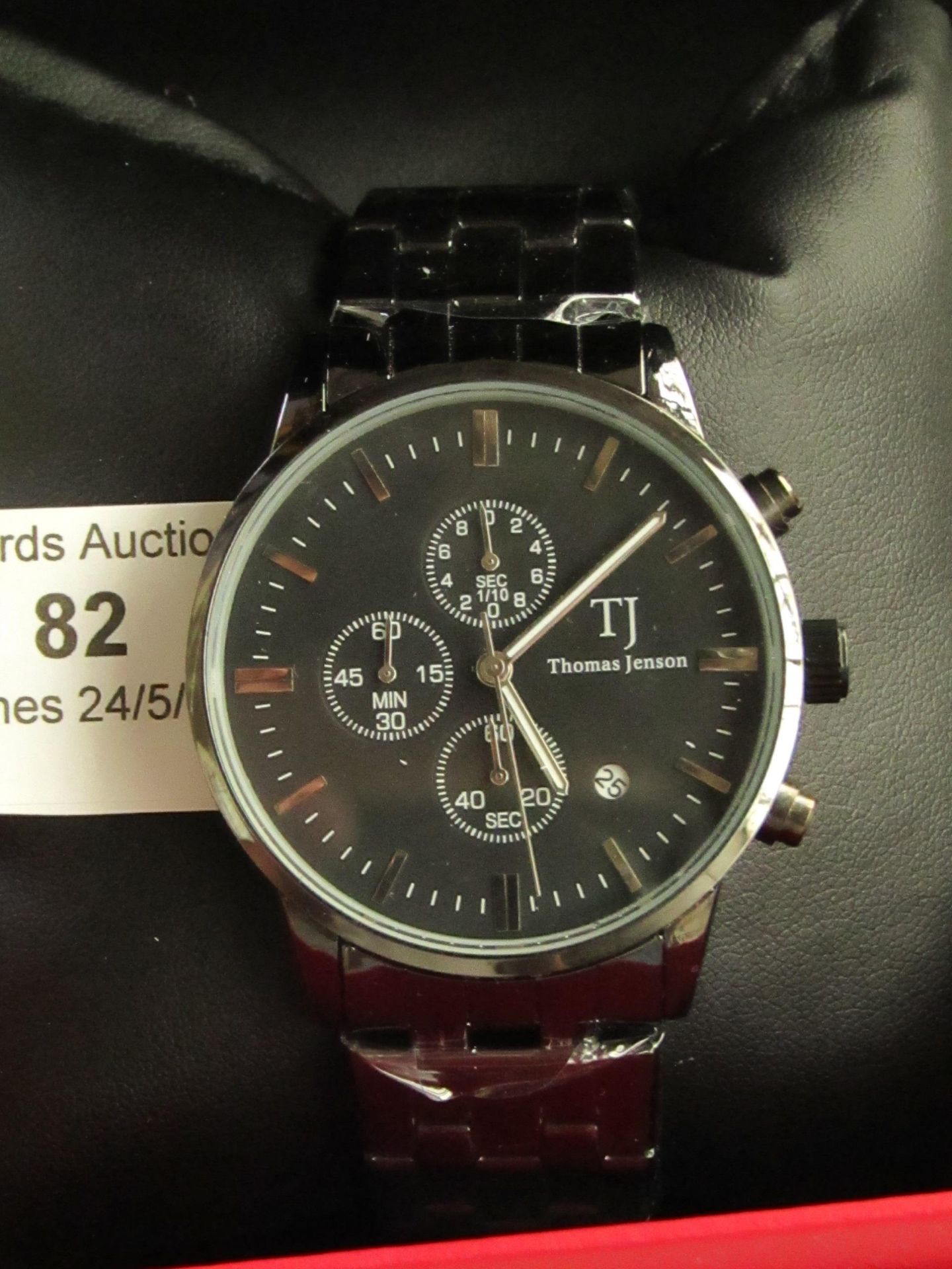 Thomas Jenson Watch - Black face, gloss black strap. New with box.