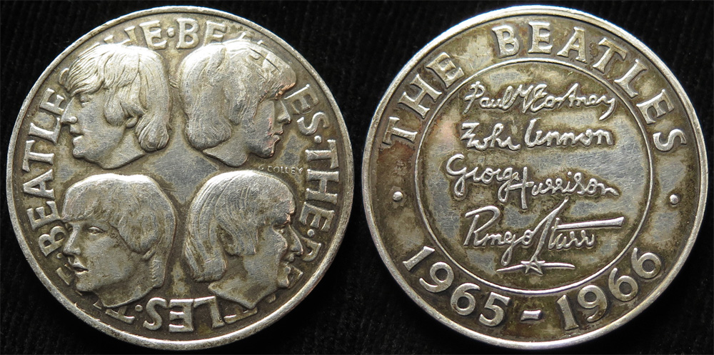 British Commemorative Medallion, silver d.40mm: The Beatles 1966 by G ...