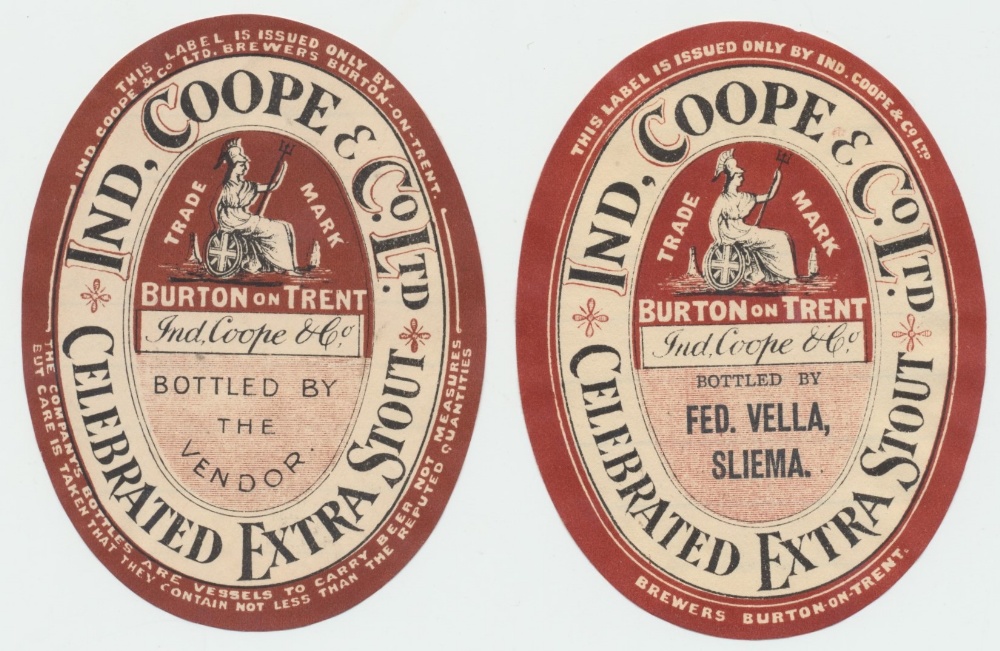 Beer labels, Ind Coope & Co Ltd, Burton on Trent, two old v.o's, UK and ...