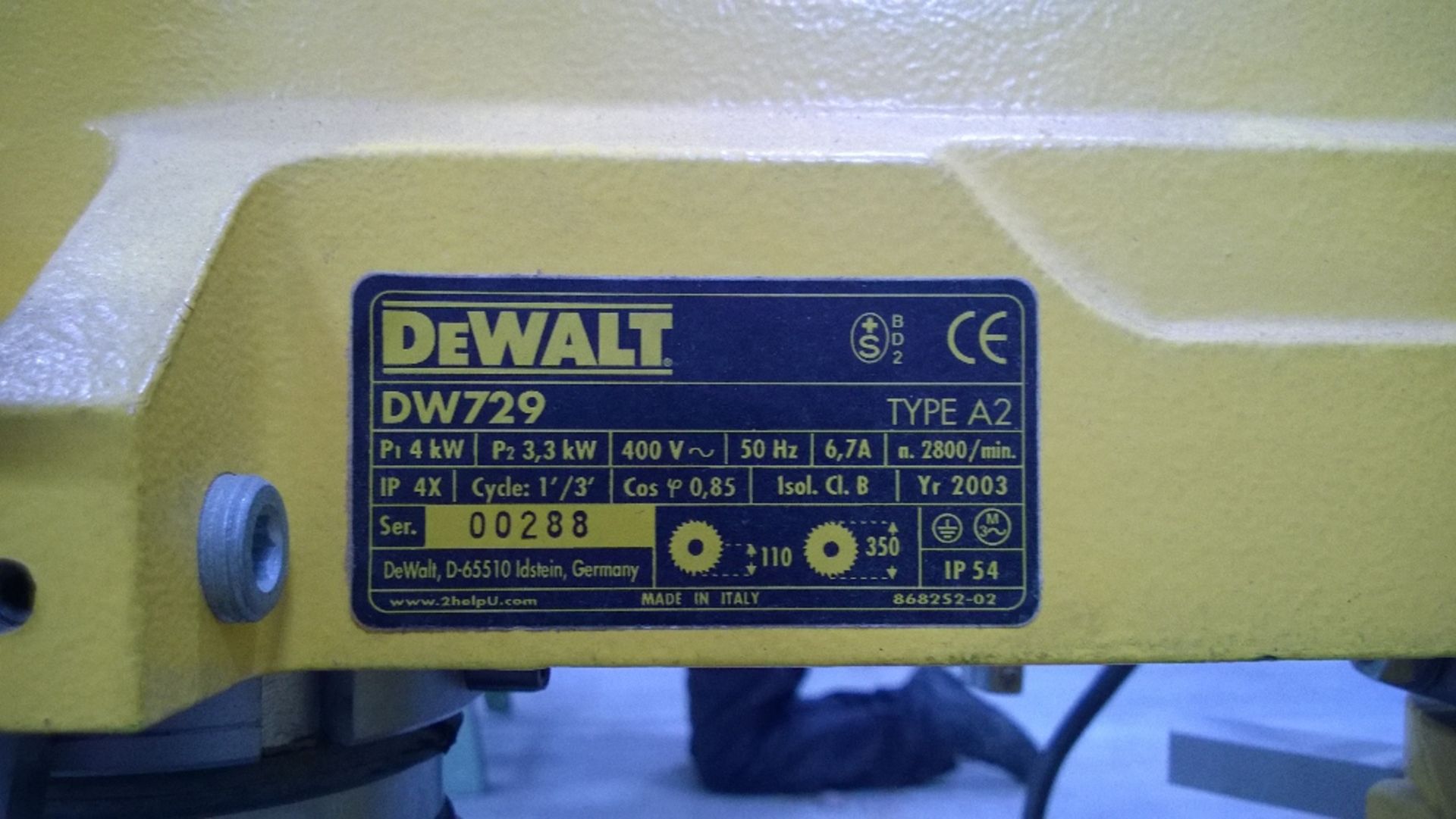 Dewalt DW729 Cross-cut saw, 3 phase, 350mm blade max. Yr 2003 Appriasal ...