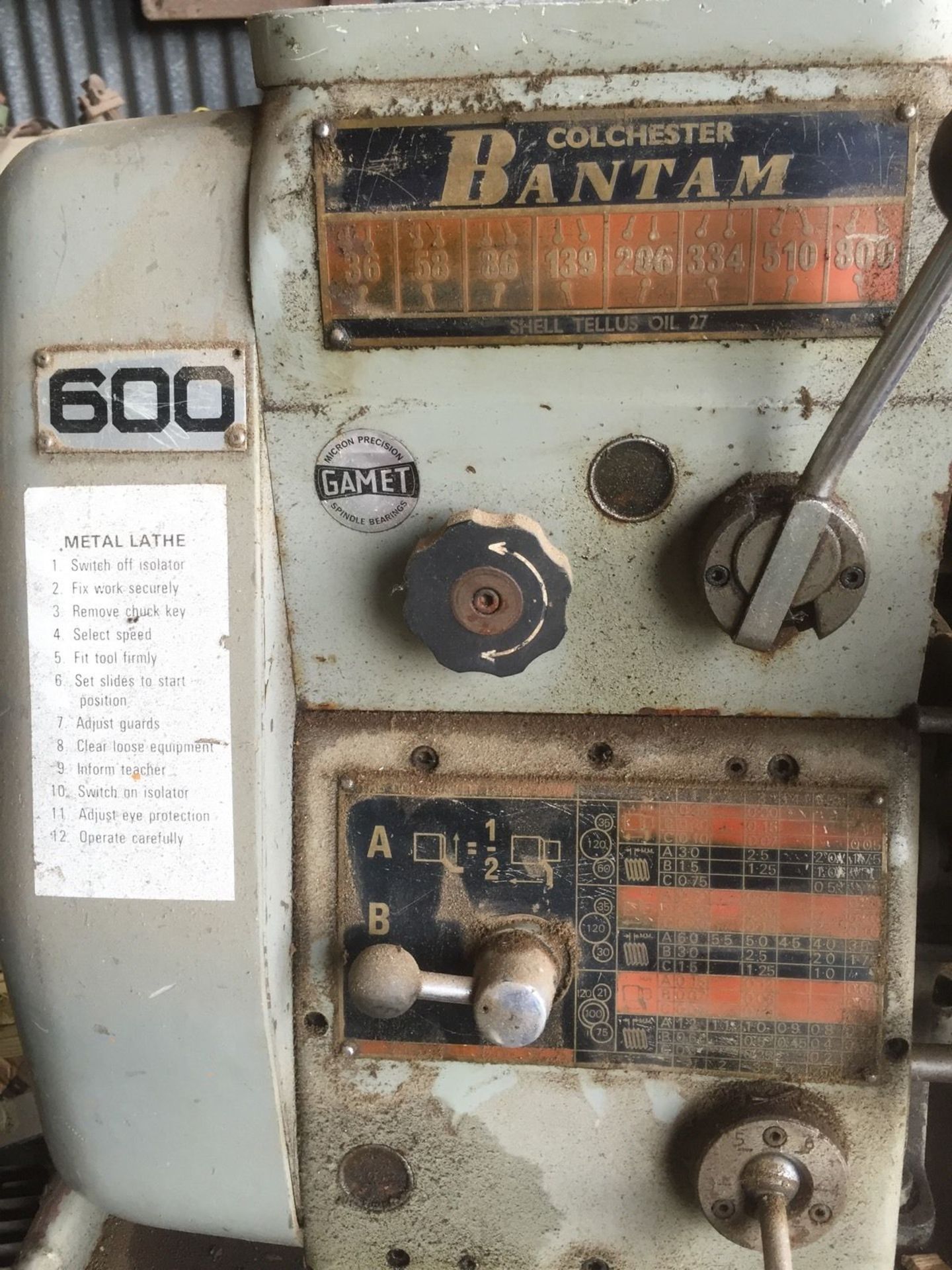 Colchester Bantam 600 Ex School Lathe Appraisal: Used Model/Serial No ...