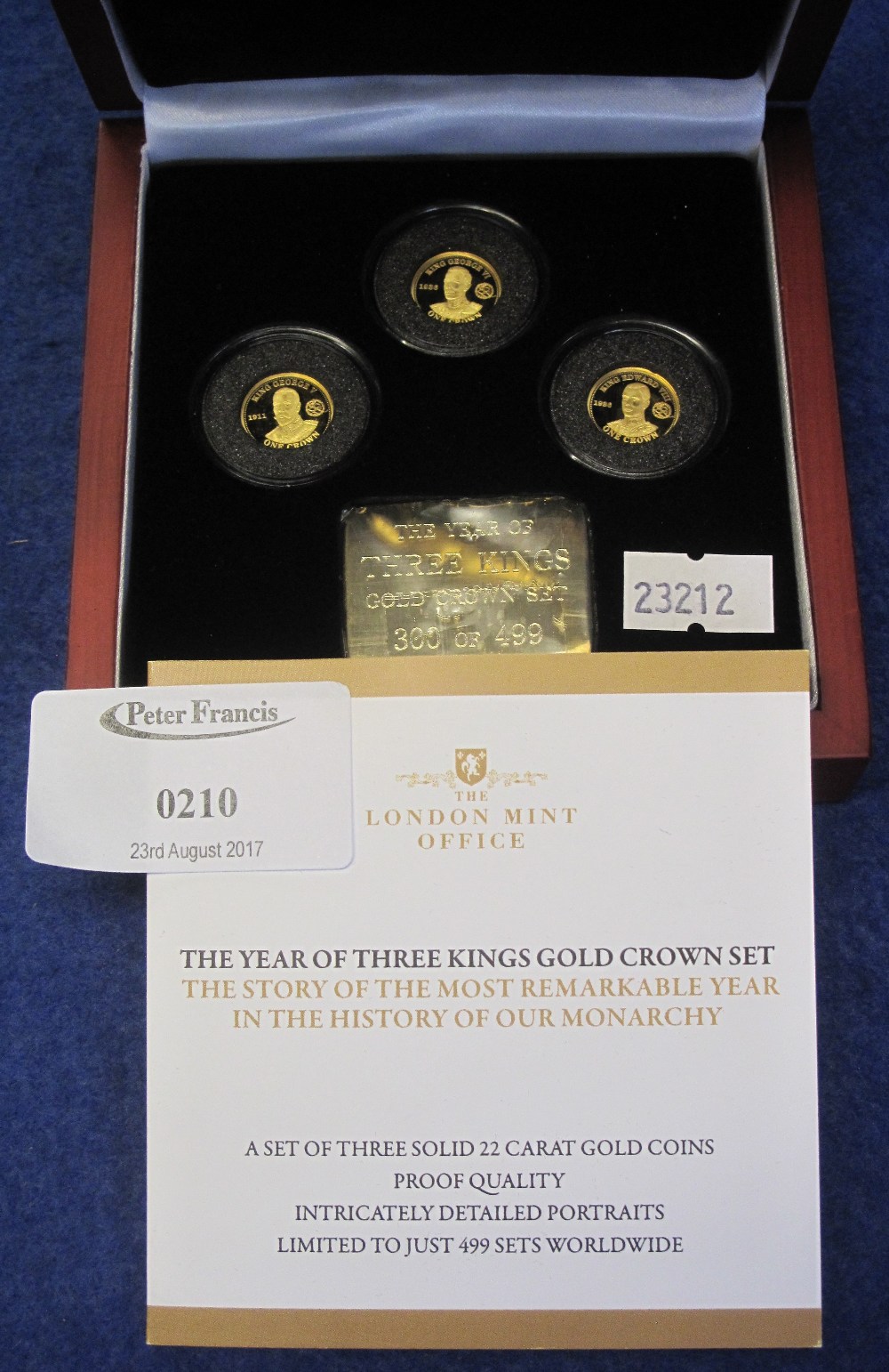 London Mint Office, The Year of Three Kings gold crown set in box with ...
