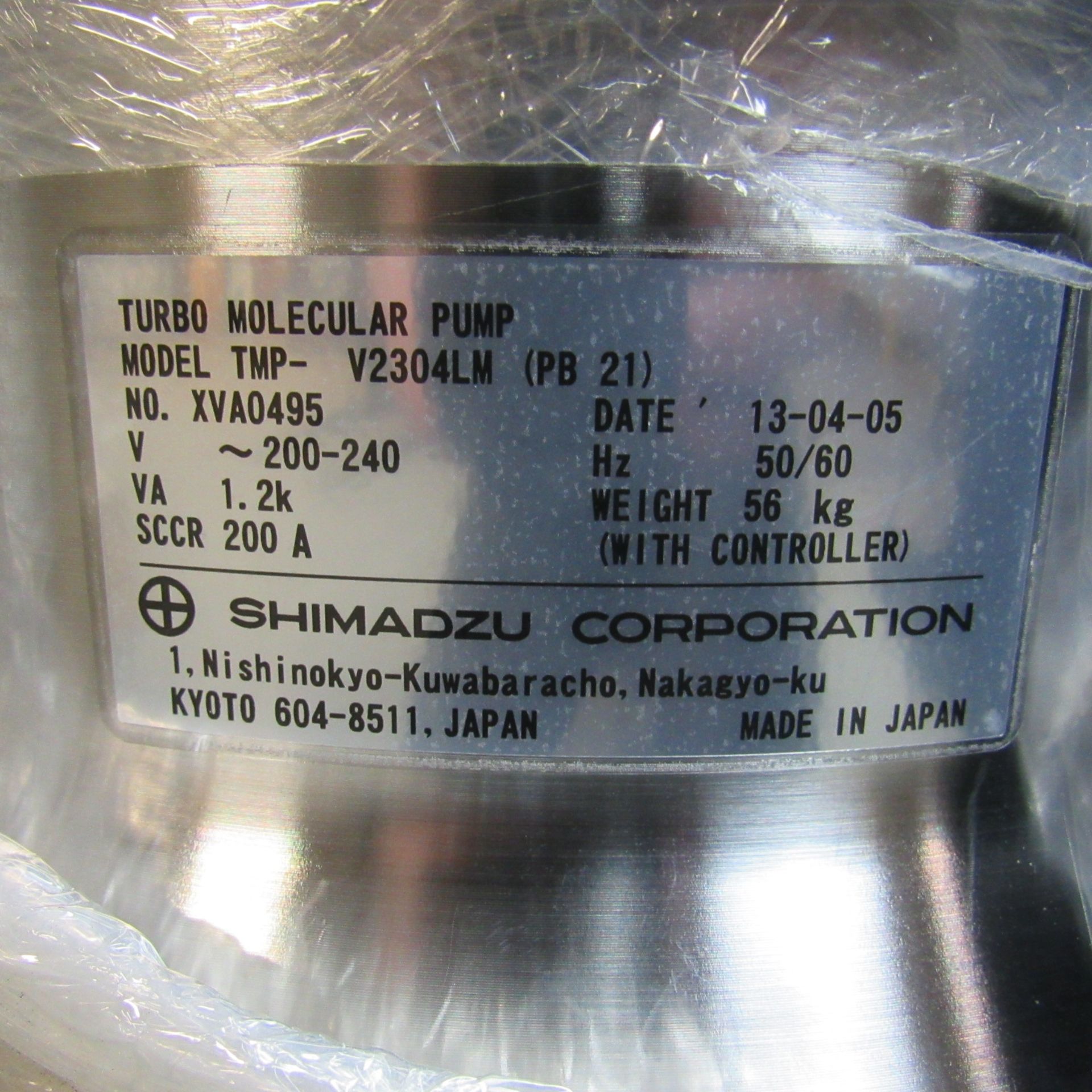 SHIMADZU TURBO MOLECULAR PUMP TMP-V2304 LM 10'' WITH POWER UNIT EI-V04M