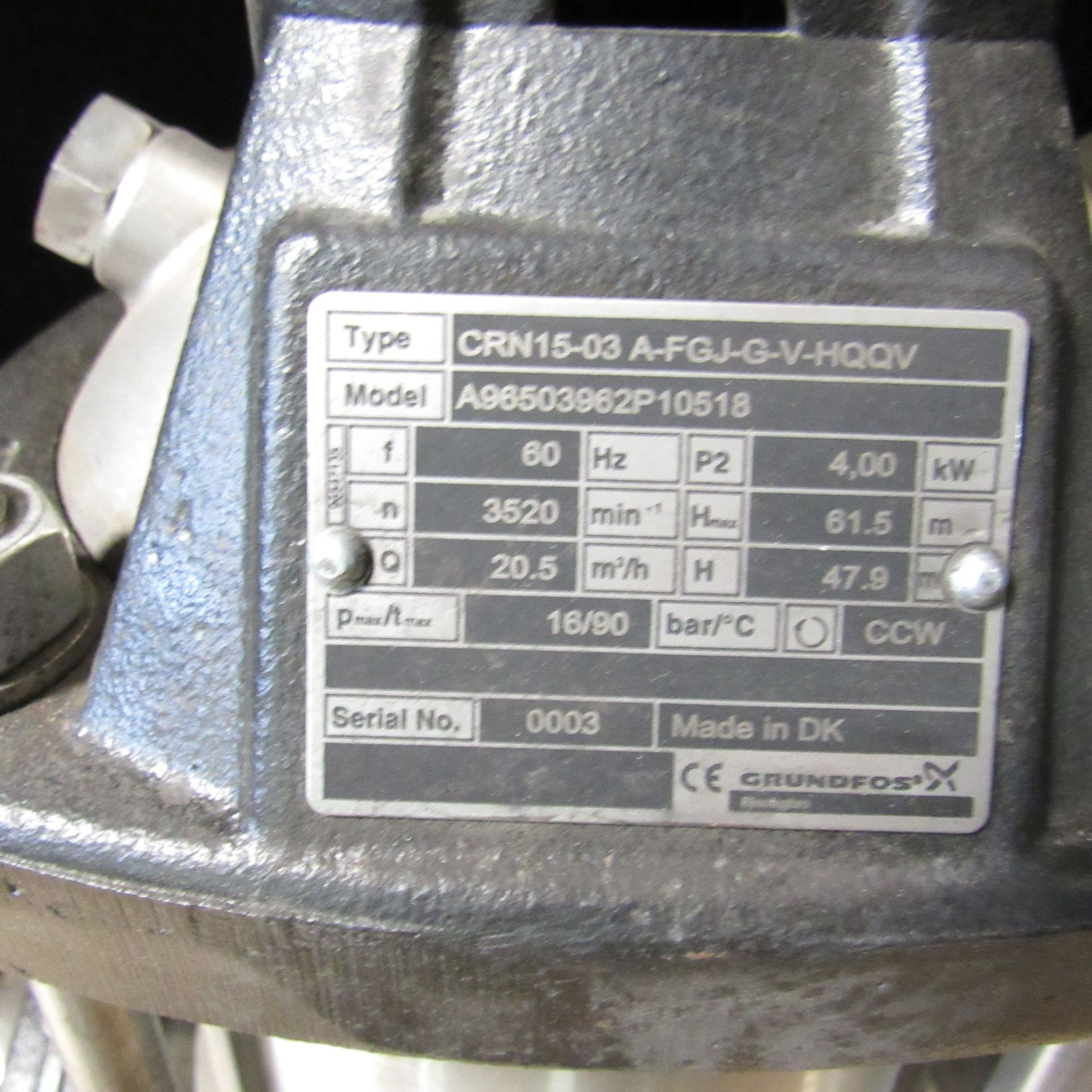GRUNDFOS PUMP CRN15-03 A-FGJ-G-V-HQQV 4KW 7.5 HP