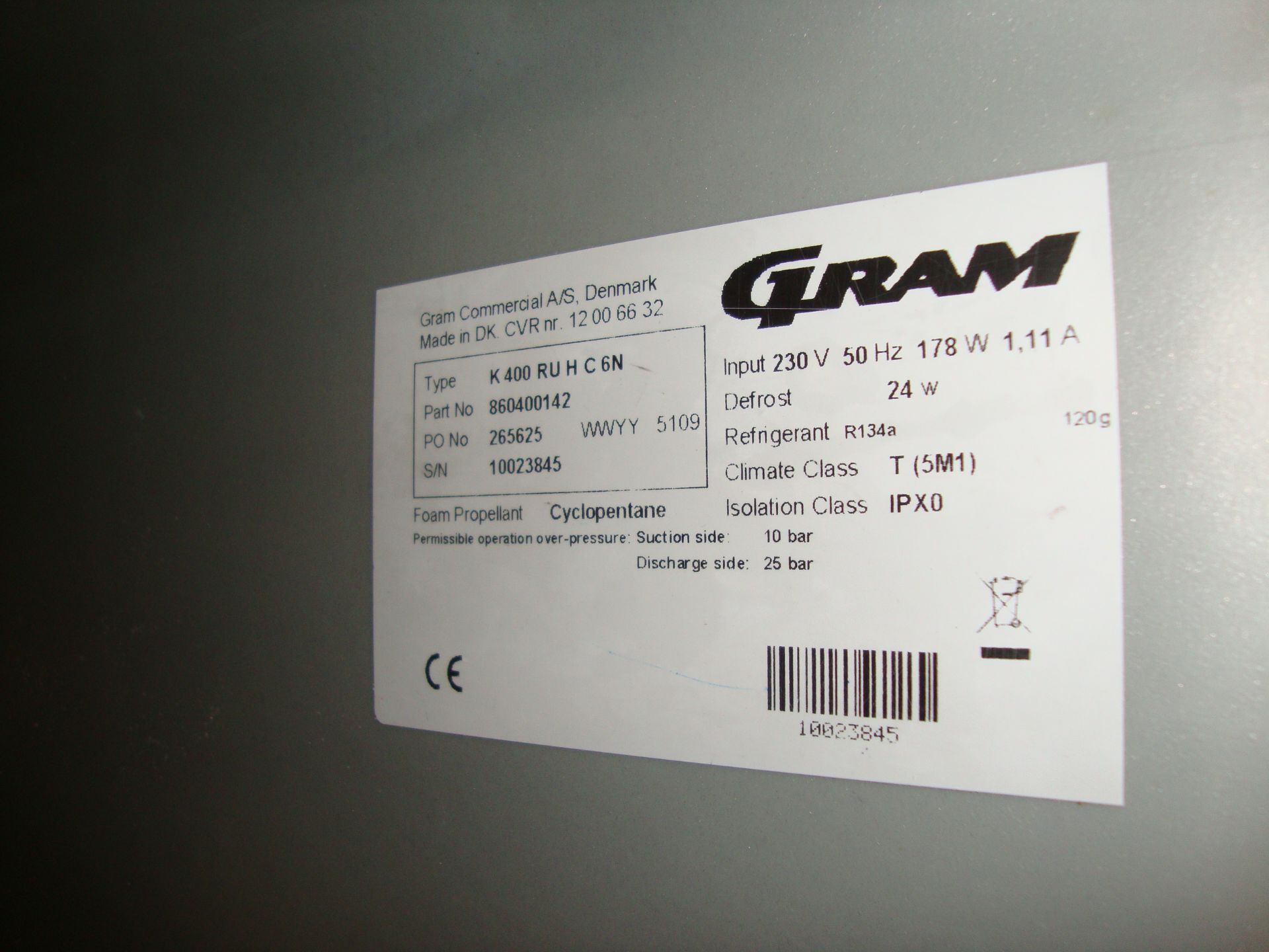 Gram K400 RUHC6N stainless steel mobile fridge