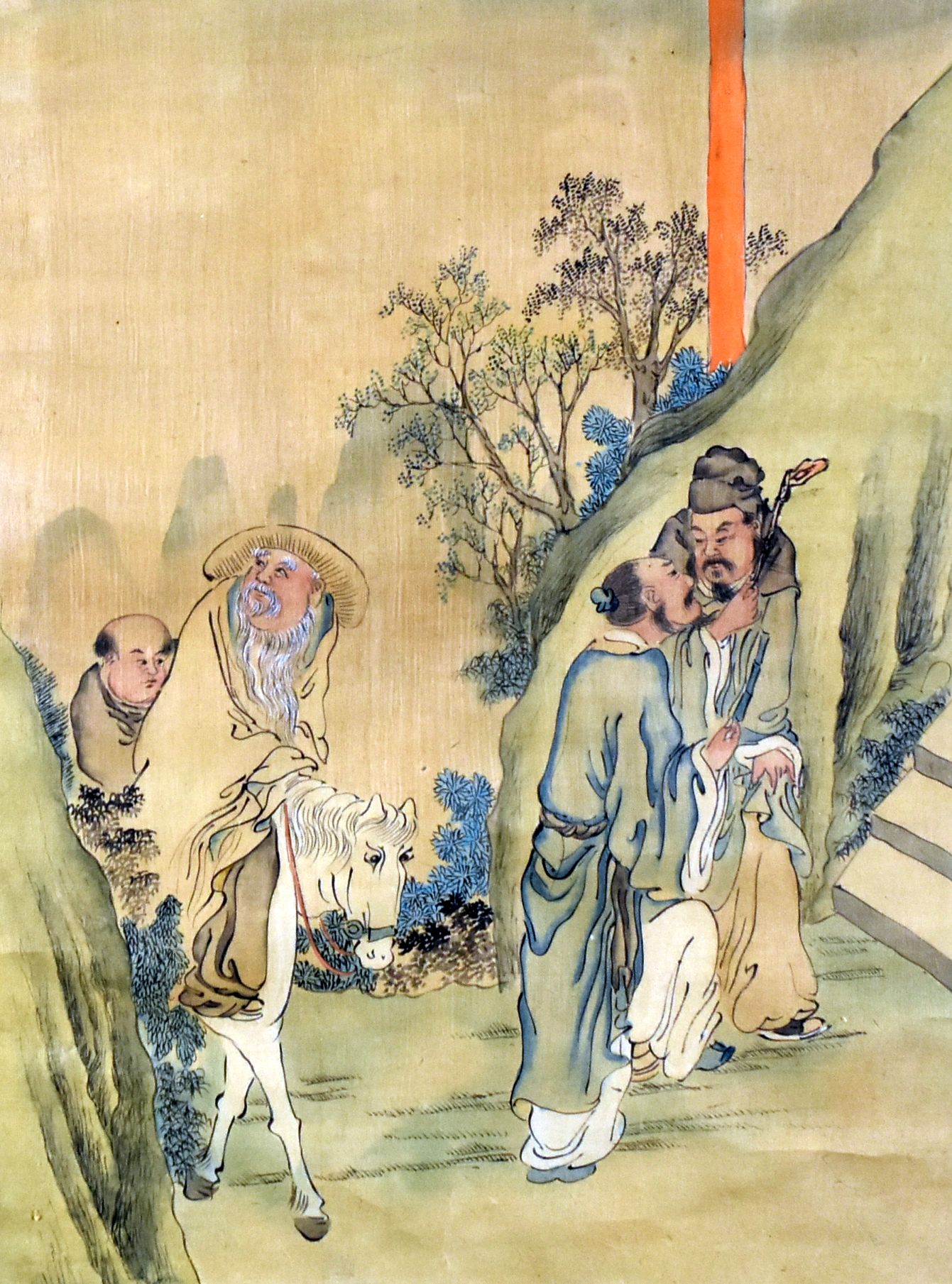 JAPANESE SCHOOL paintings on silk, a pair - depicting scenes from ...
