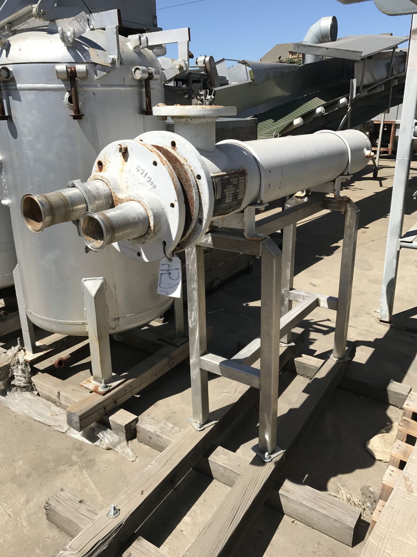 Armstrong tube-in-shell heat exchanger, rated 150psi, serial number ...