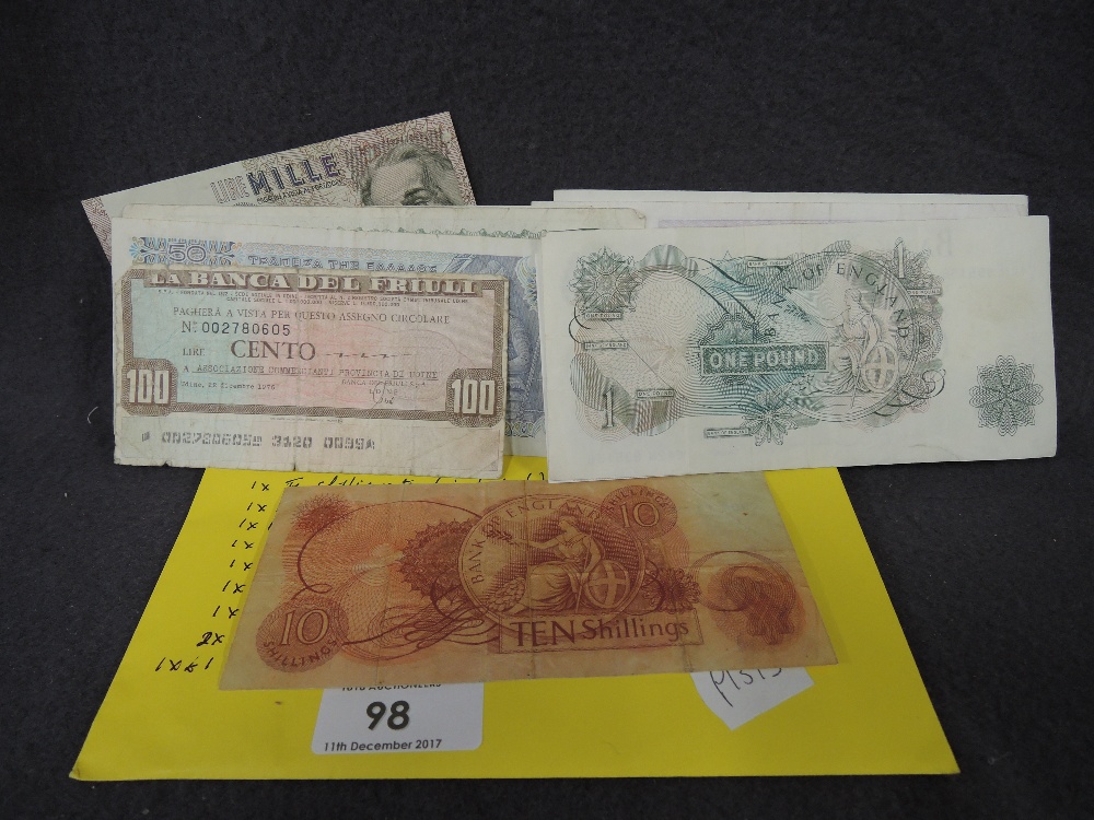A selection of vintage paper money and bank notes
