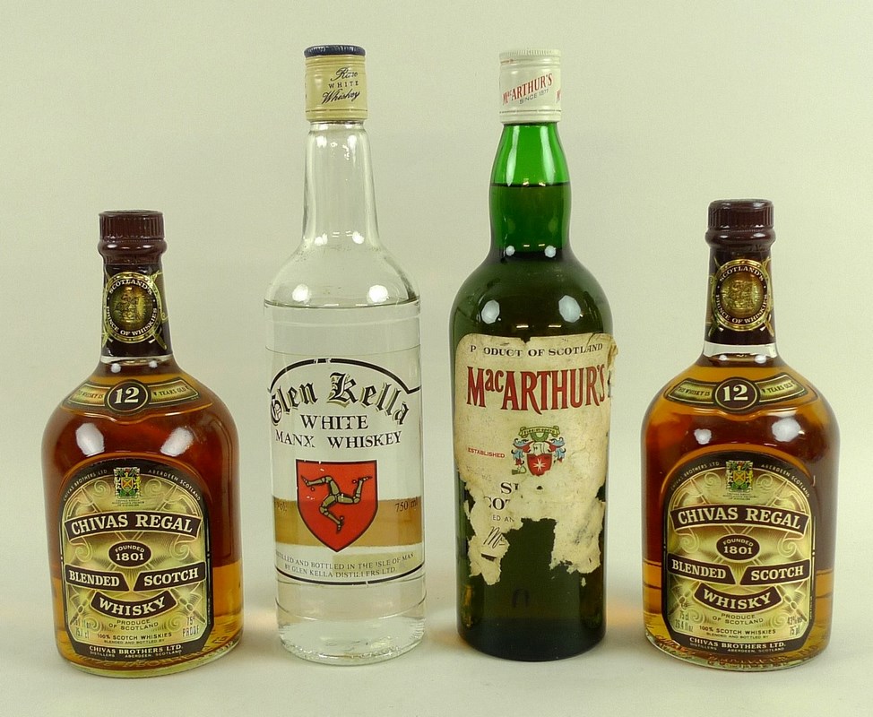 A bottle of Glen Kella White Manx Whiskey, 40% vol, 750ml, a bottle of ...