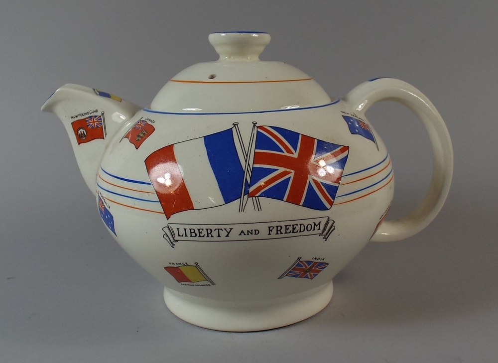 A WWII Teapot, "The War Against Hitlerism" by Crown Ducal for Dyson and ...