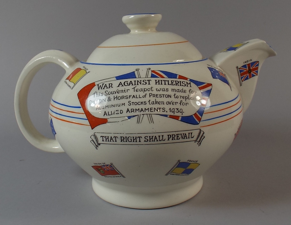 A WWII Teapot, "The War Against Hitlerism" by Crown Ducal for Dyson and ...