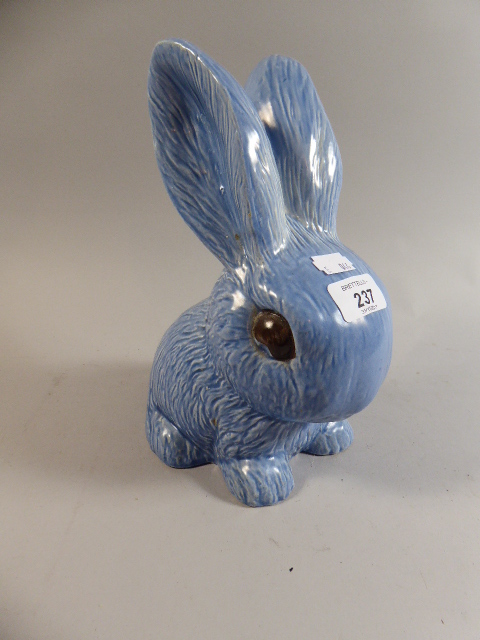 A Large Sylvac Blue Glazed Rabbit Number 1028, 25 cm High