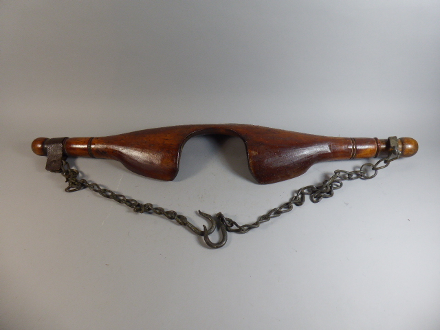 A 19th Century Milk Maids Yoke with Original Chains, 92cm Wide