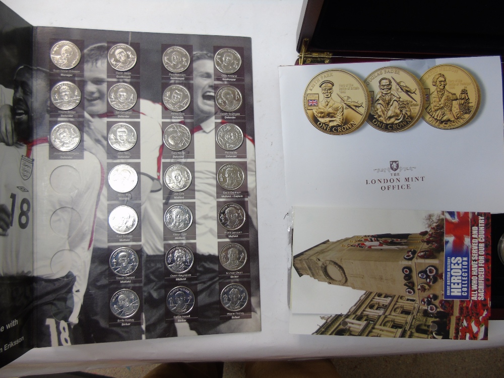 QUANTITY OF COMMEMORATIVE COINS+ PART SET OF ENGLAND 2004 FOOTBALL ...