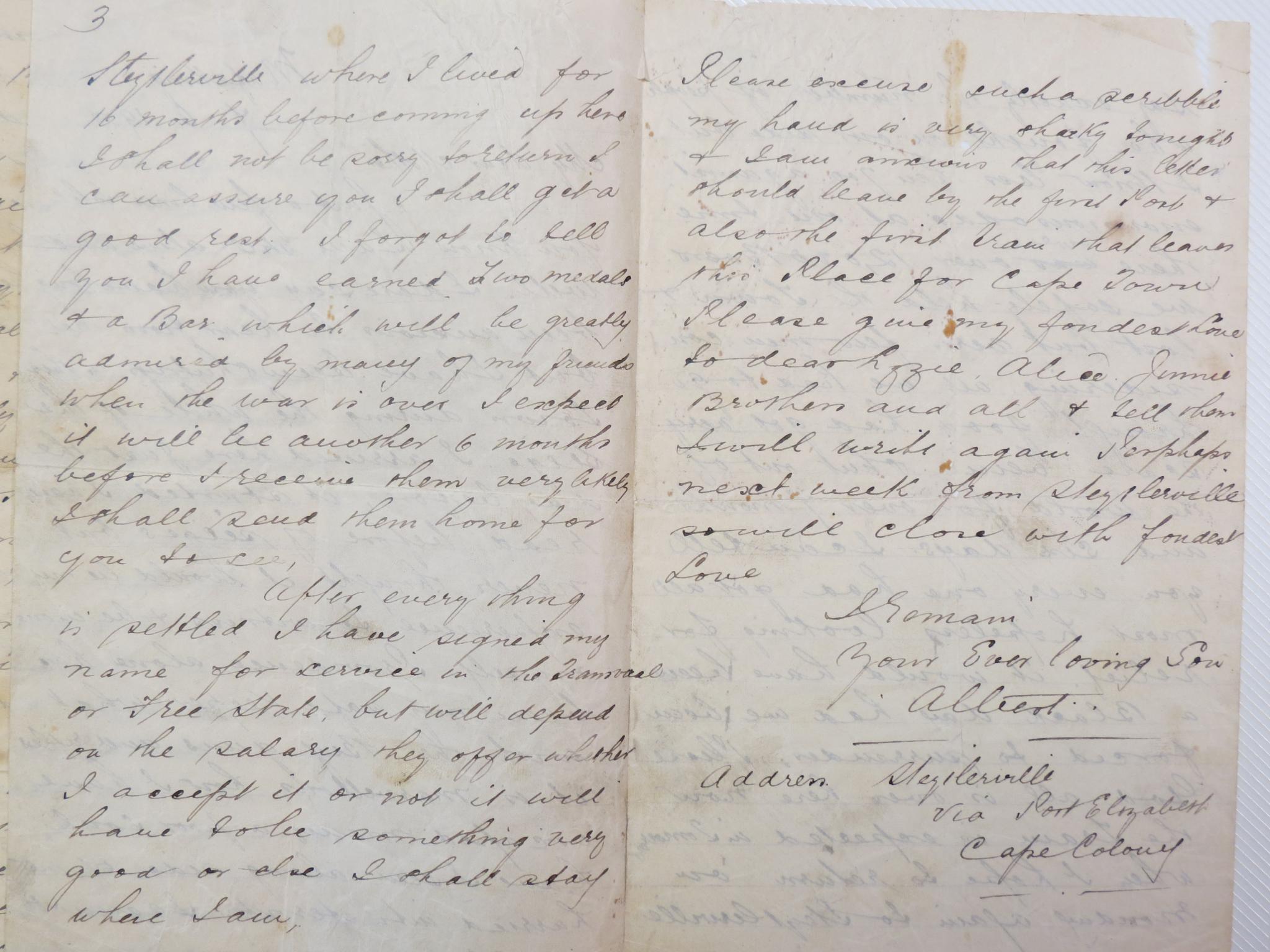 Two long Boer War letters from soldiers, 1900, Mafeking, 7th June, Port ...